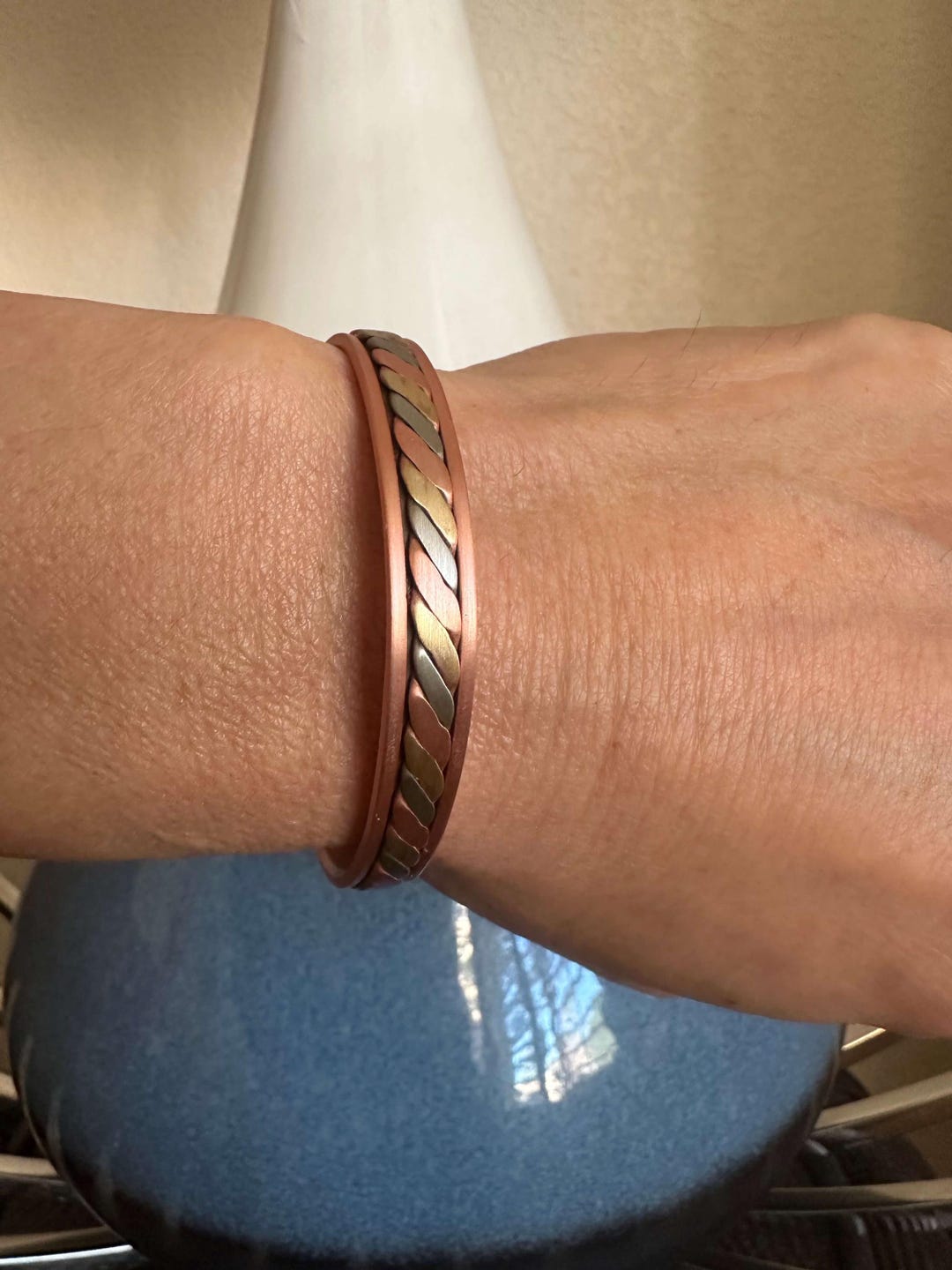 Tricolor Pure Copper Magnetic Bracelet Cuff 6 Magnets Restore Balance ...