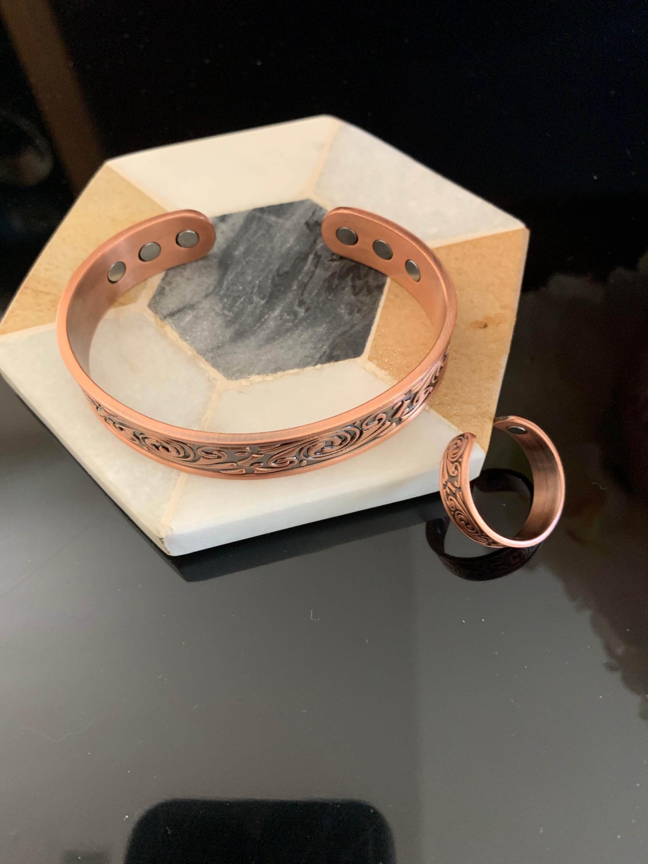 Celtic Pure Copper Magnetic Bracelet Ring Set 6 Magnets Restore Balance ...