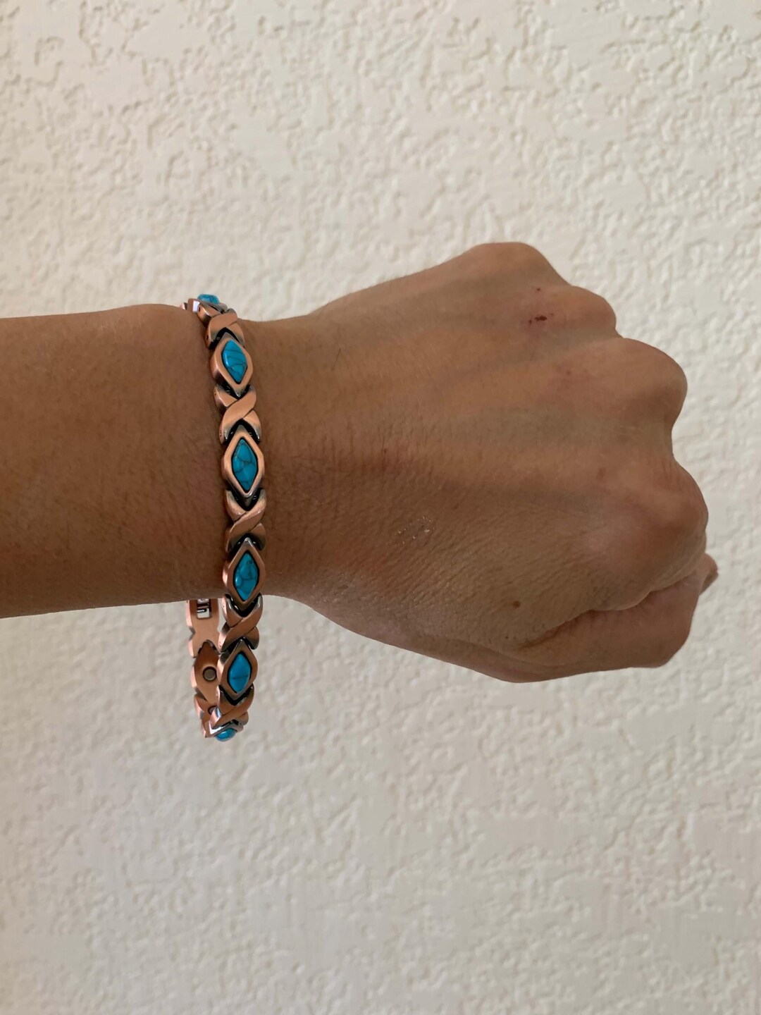 Turquoise Pure Copper Magnetic Bracelet Women Men Renew Balance Energy ...