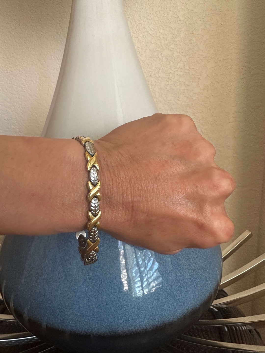 Beautiful Swirl Steel Magnetic Bracelet 4 Elements Restore Balance ...