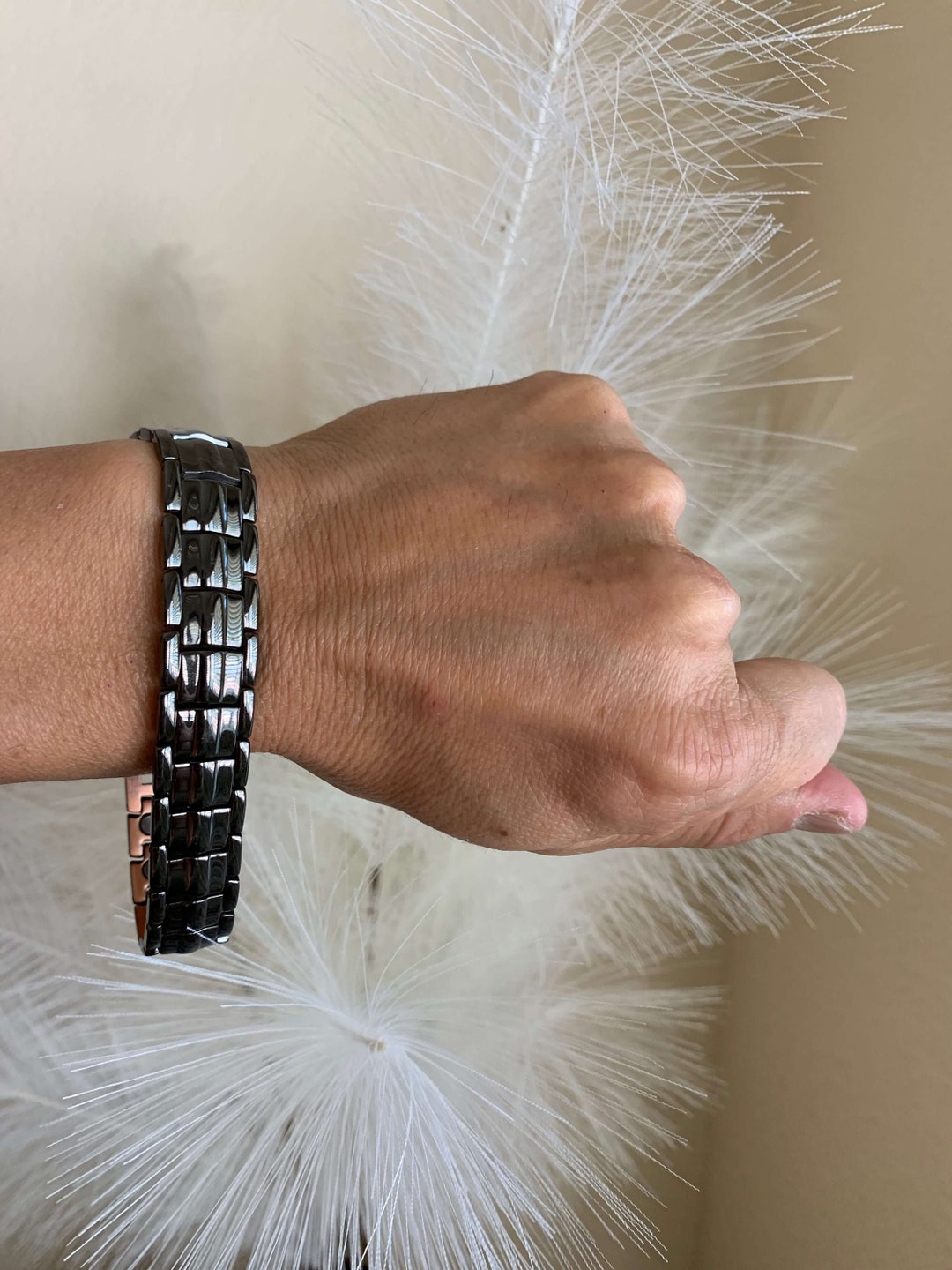 Beautiful Black Solid Copper Magnetic Bracelet Men Women 4 Elements ...