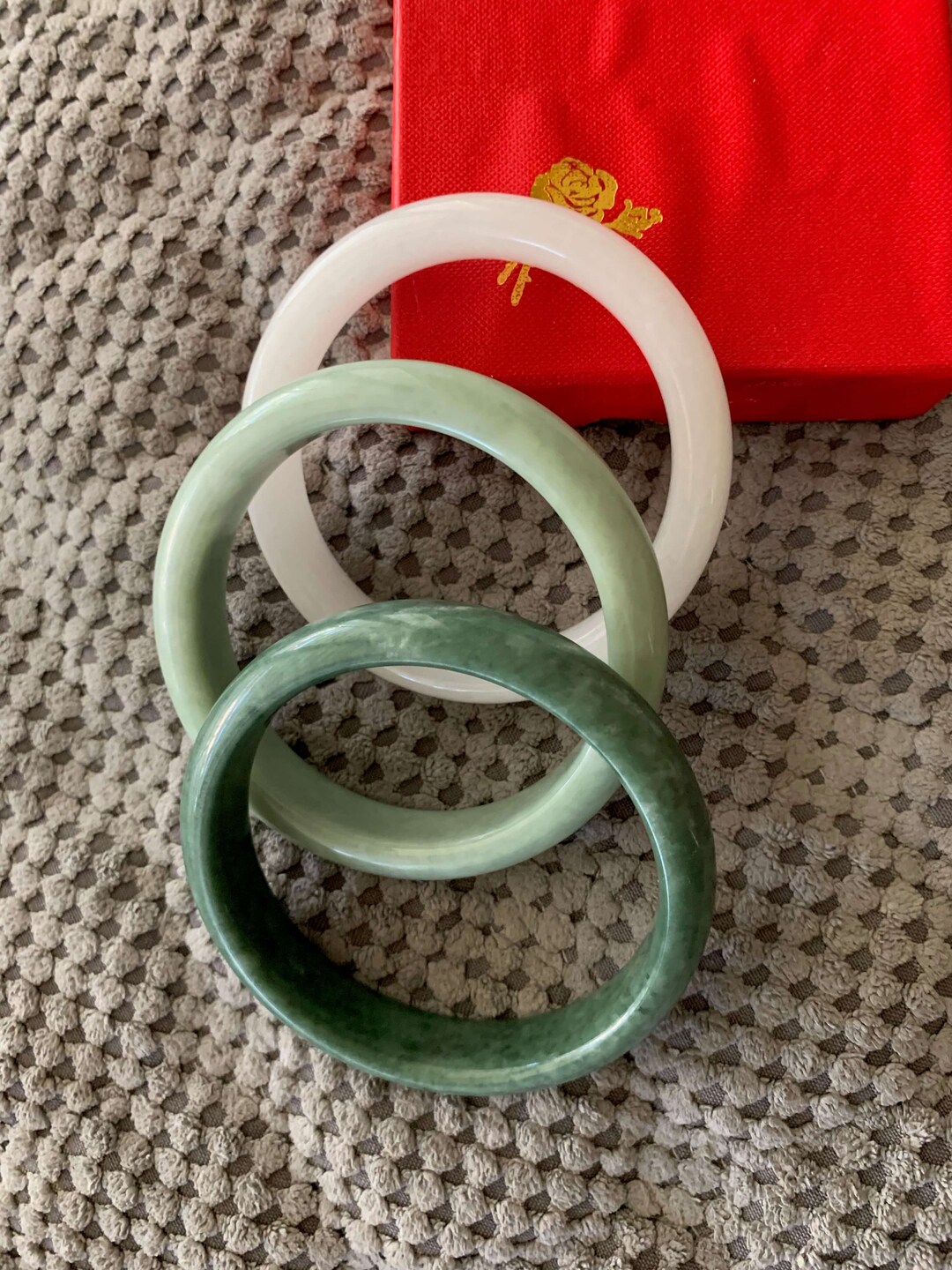 Gorgeous Jade Bracelet 3 Color Real Jadeite Bangle Good Luck Money Good ...