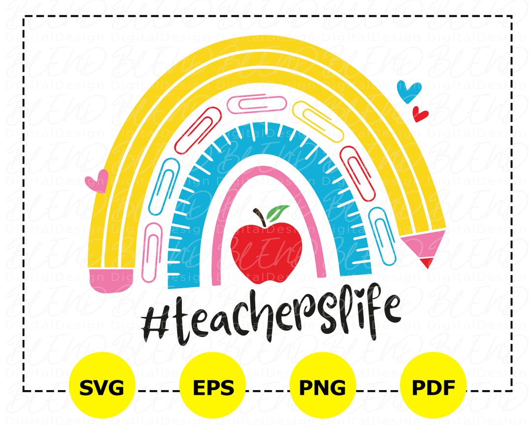 Teacher Life Svg, Rainbow Teacher Svg, Boho Rainbow Svg, Teacher ...