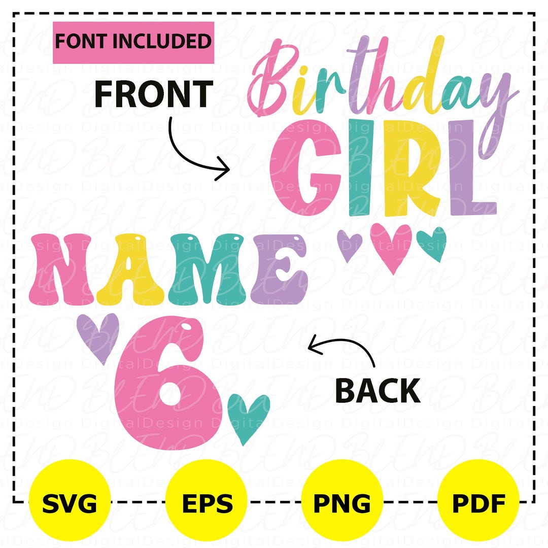 Custom Birthday Girl SVG, Girls Birthday Shirt Svg, Birthday Toddler ...