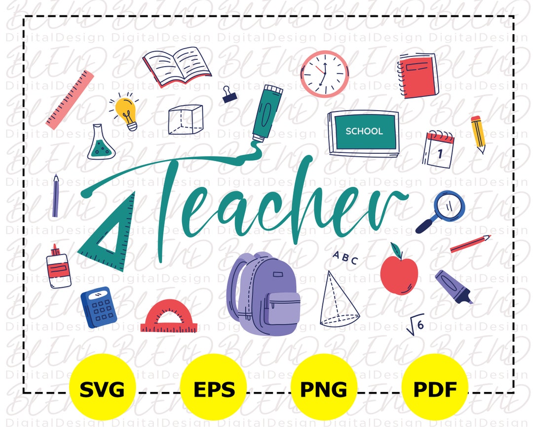 Teacher Svg Bundle, Teacher Svg Png, School Svg, Teach Svg, Students ...