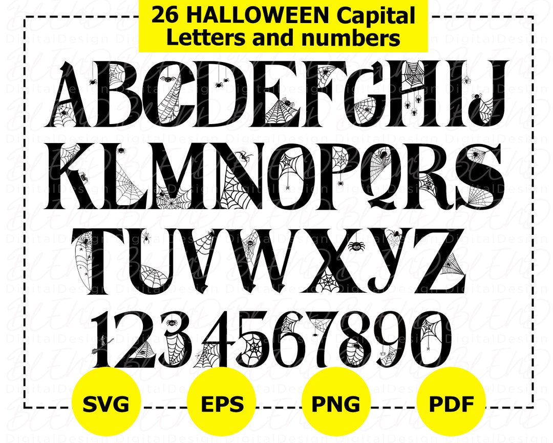 Halloween Spider Web Alphabet and Numbers (digital Download) - Etsy