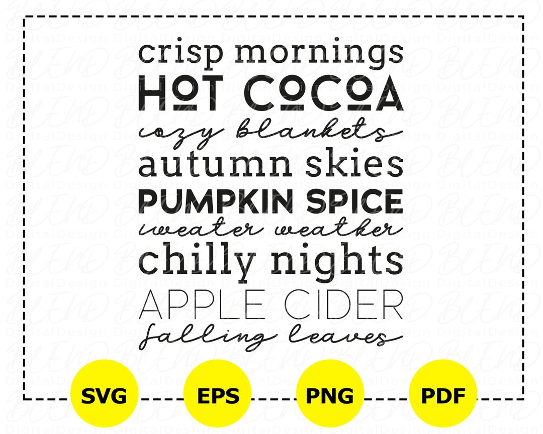 Fall Words Svg, Fall Words Png, Fall Svg, Fall List Svg, Cozy Fall ...