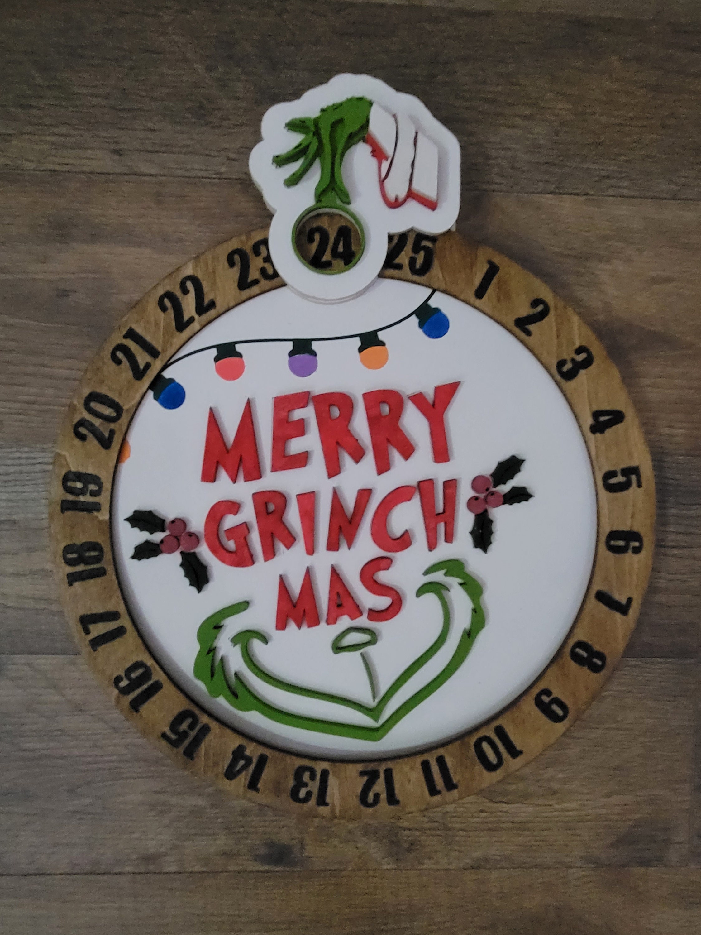 Merry Grinchmas Countdown to Christmas Calendar, Grinch Sign, Handmade ...