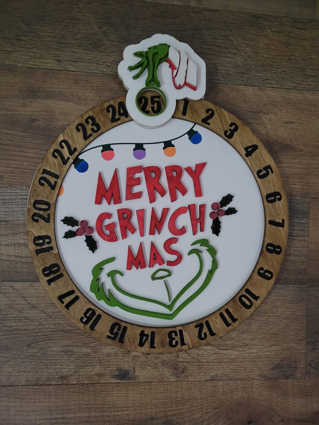 Merry Grinchmas Countdown to Christmas Calendar, Grinch Sign, Handmade ...