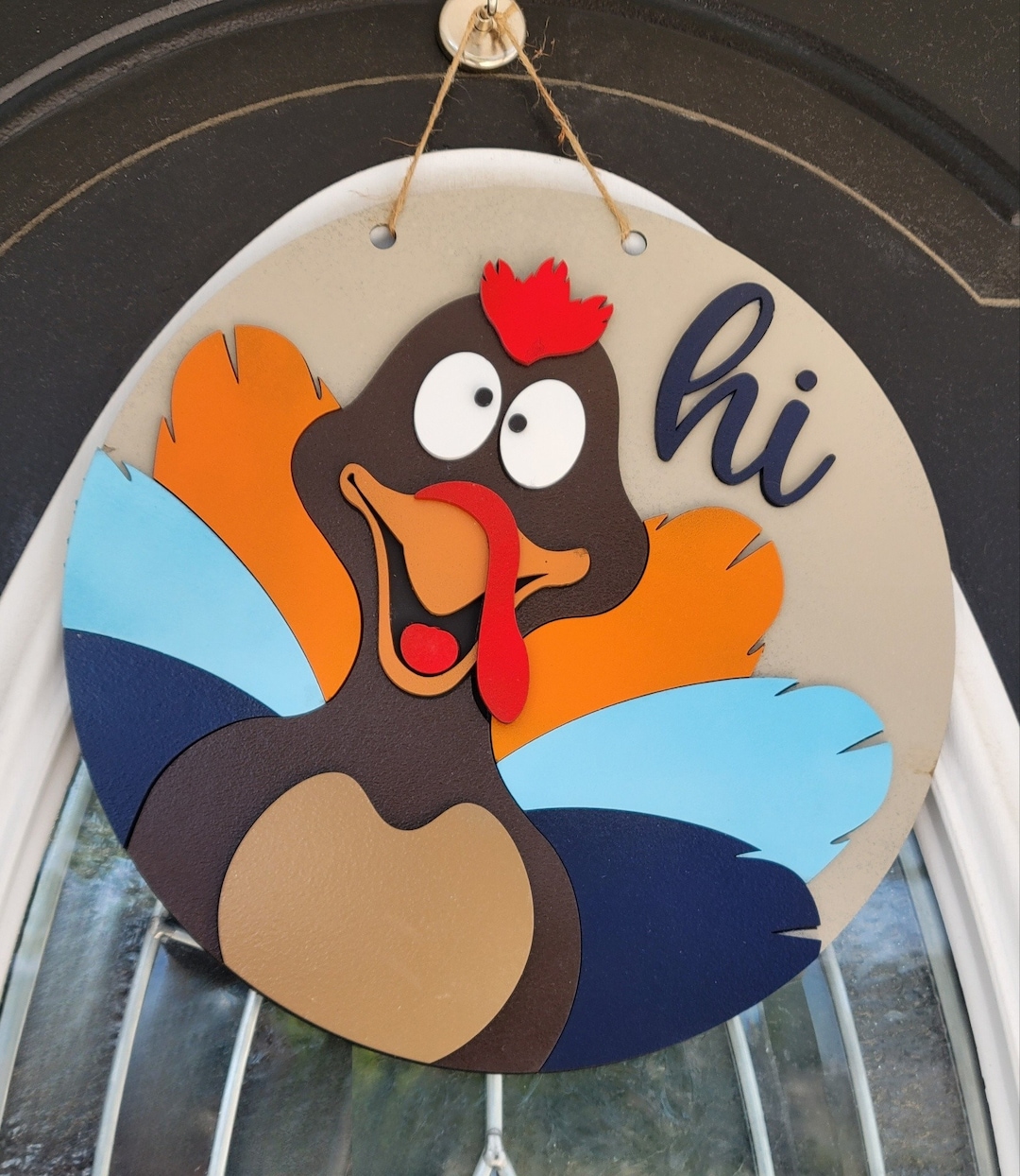 Funny Turkey Welcome Sign, Fall Hanging Sign, Turkey Wall Decor, Round ...