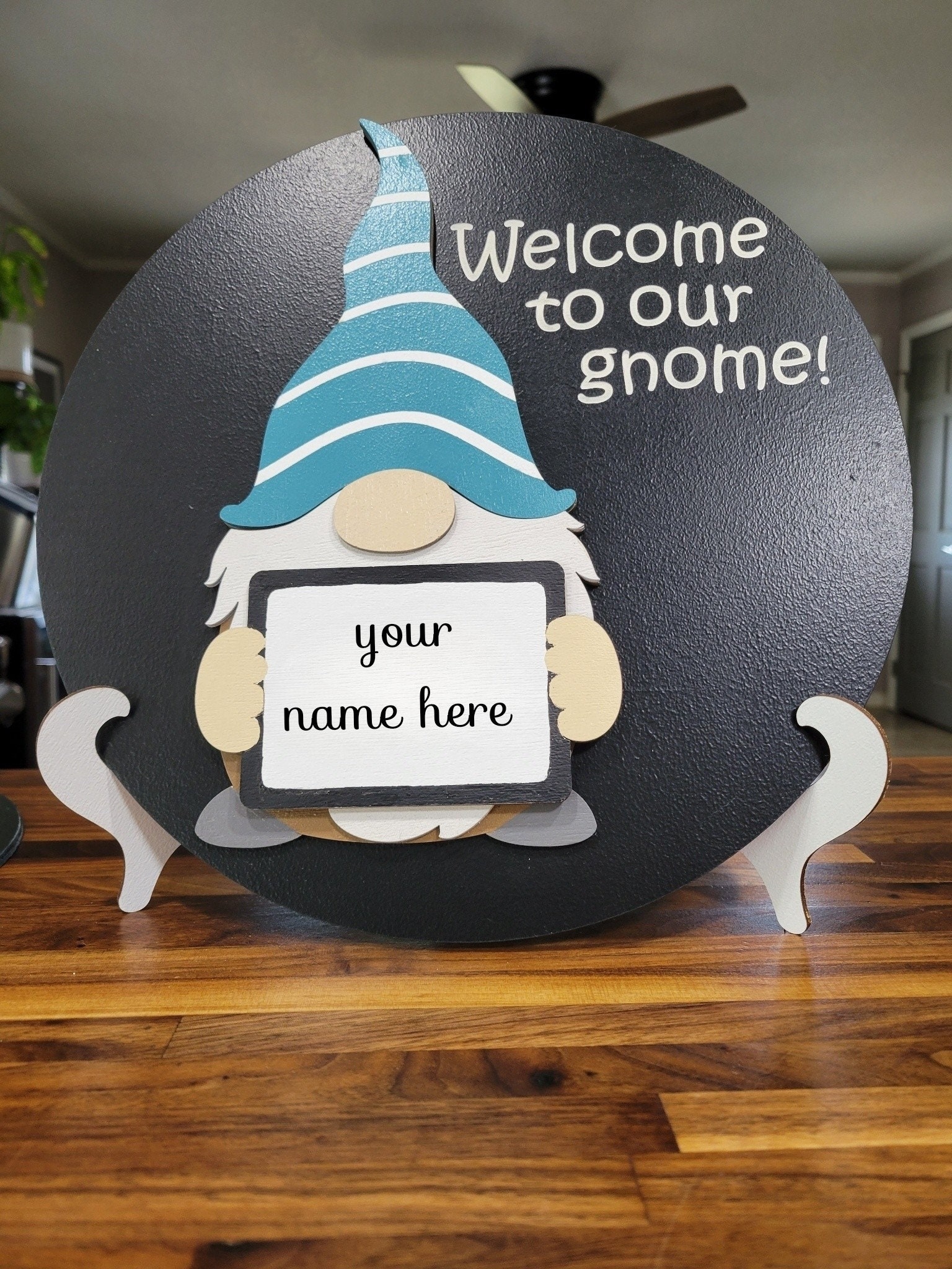 Interchangeable Gnome Welcome Sign With Stand: Personalized Home Decor ...