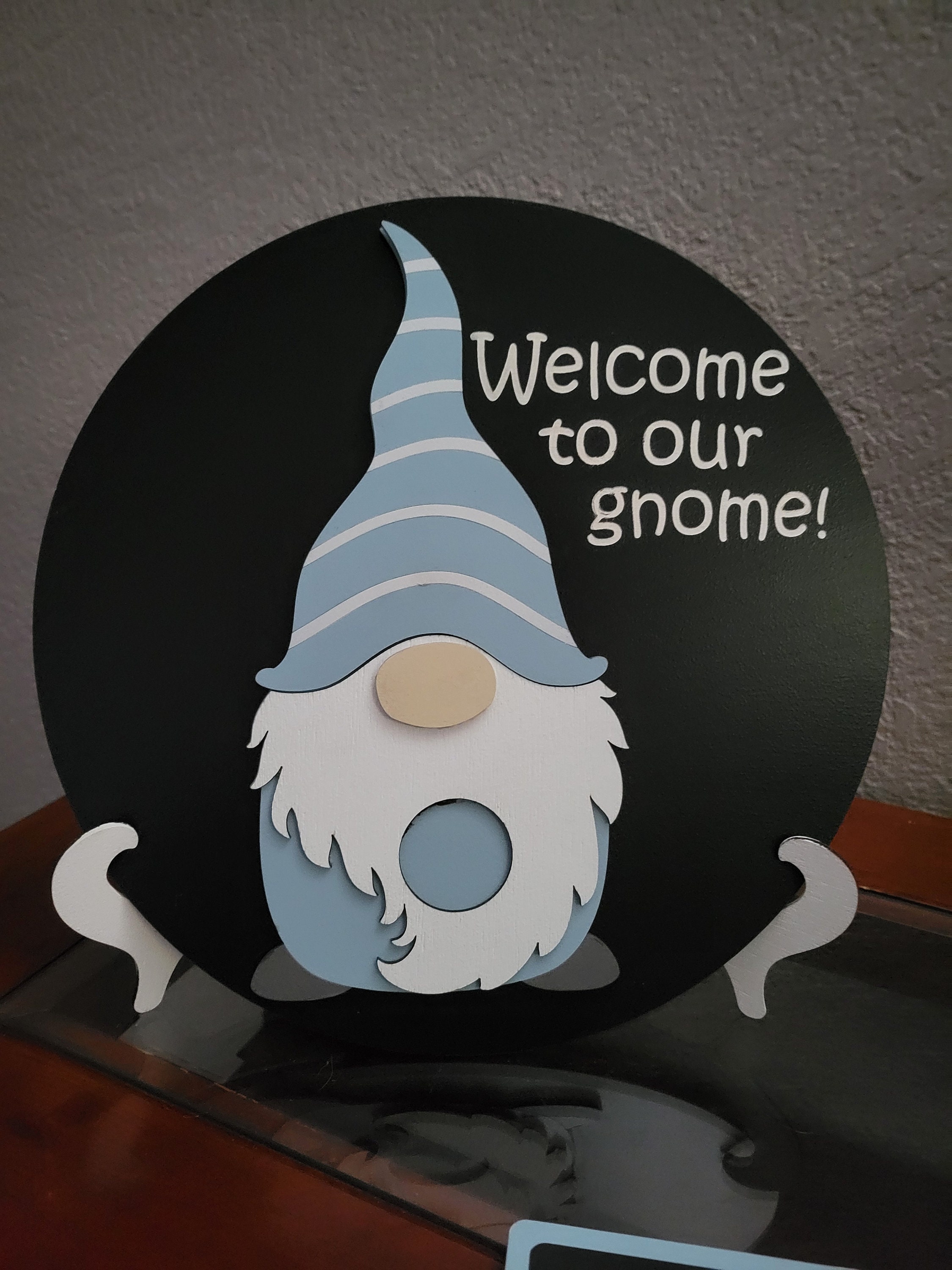 Gnome Sign With Stand, Personalized Gnome Sign, Interchangeable Gnome ...