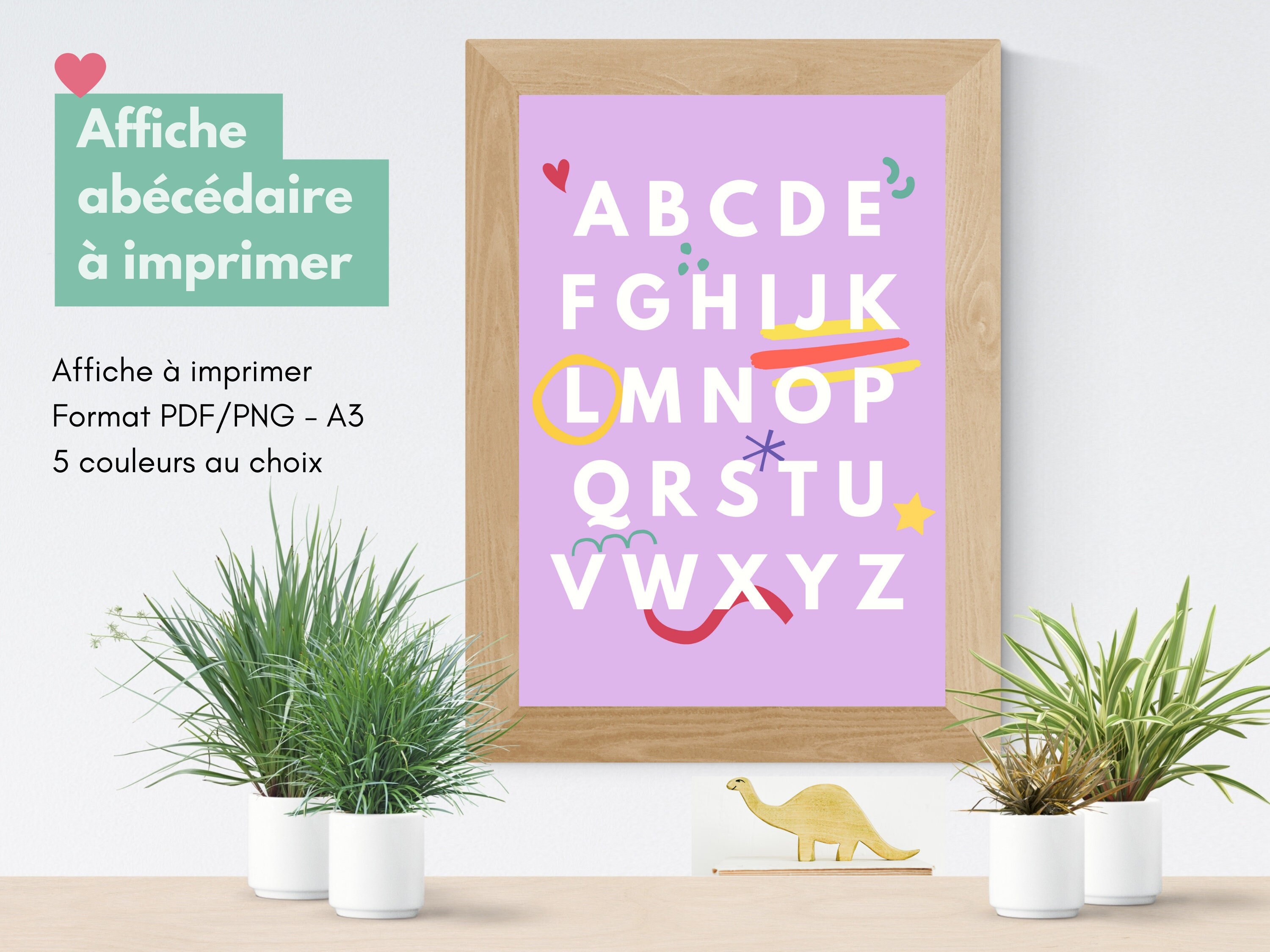 Colorful Mixed Alphabet Poster for Children's Room or Playroom - Wall ...