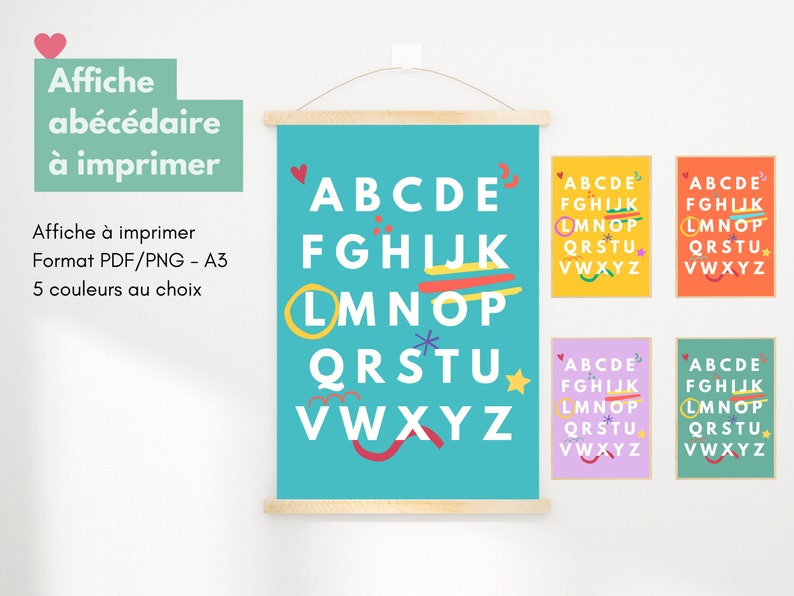 Colorful Mixed Alphabet Poster for Children's Room to - Etsy