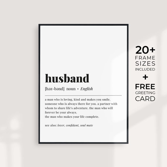 Husband Definition Print Husband Dictionary Art Husband Gift - Etsy