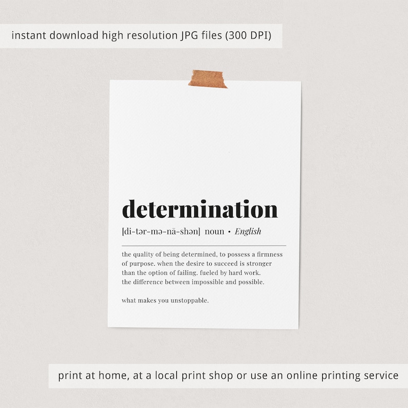 Determination Poster Printable Determination Print Digital Home Office ...