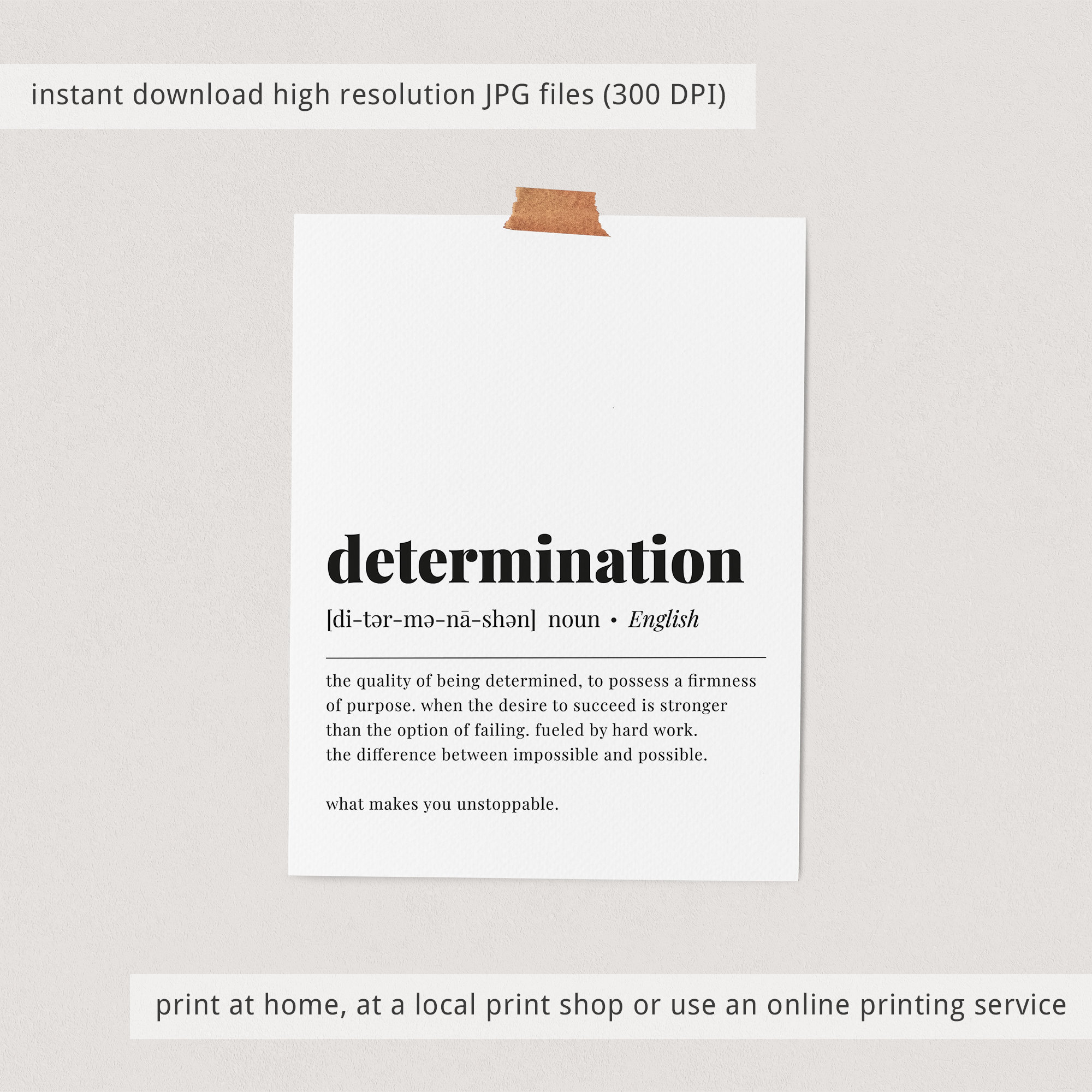 Determination Poster Printable Determination Print Digital Home Office ...