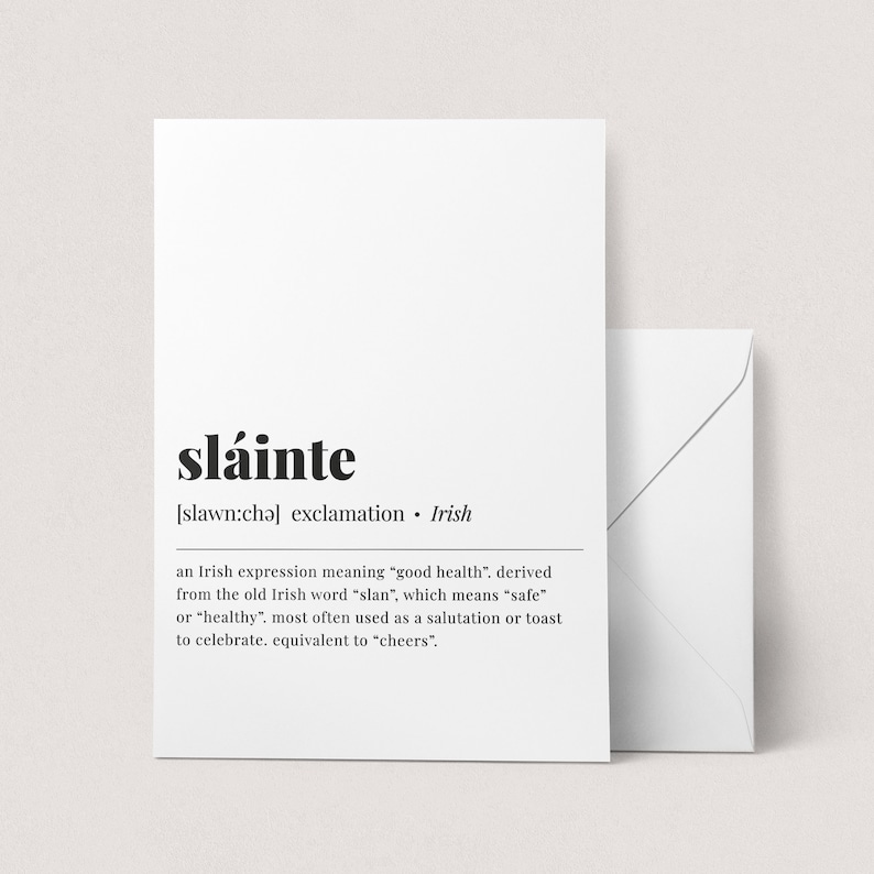 Slainte Definition Print Irish Blessing Printable Slainte - Etsy