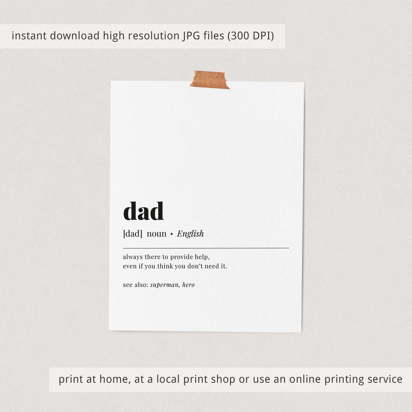 Dad Definition Print Funny Father's Day Gift for Dad Poster Digital ...