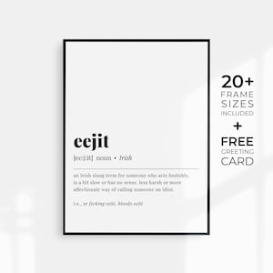 Eejit Definition Print Irish Slang Eejit Poster Instant Download Irish ...