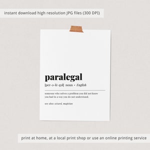 Paralegal Gifts Printable Paralegal Definition Print Paralegal Office ...
