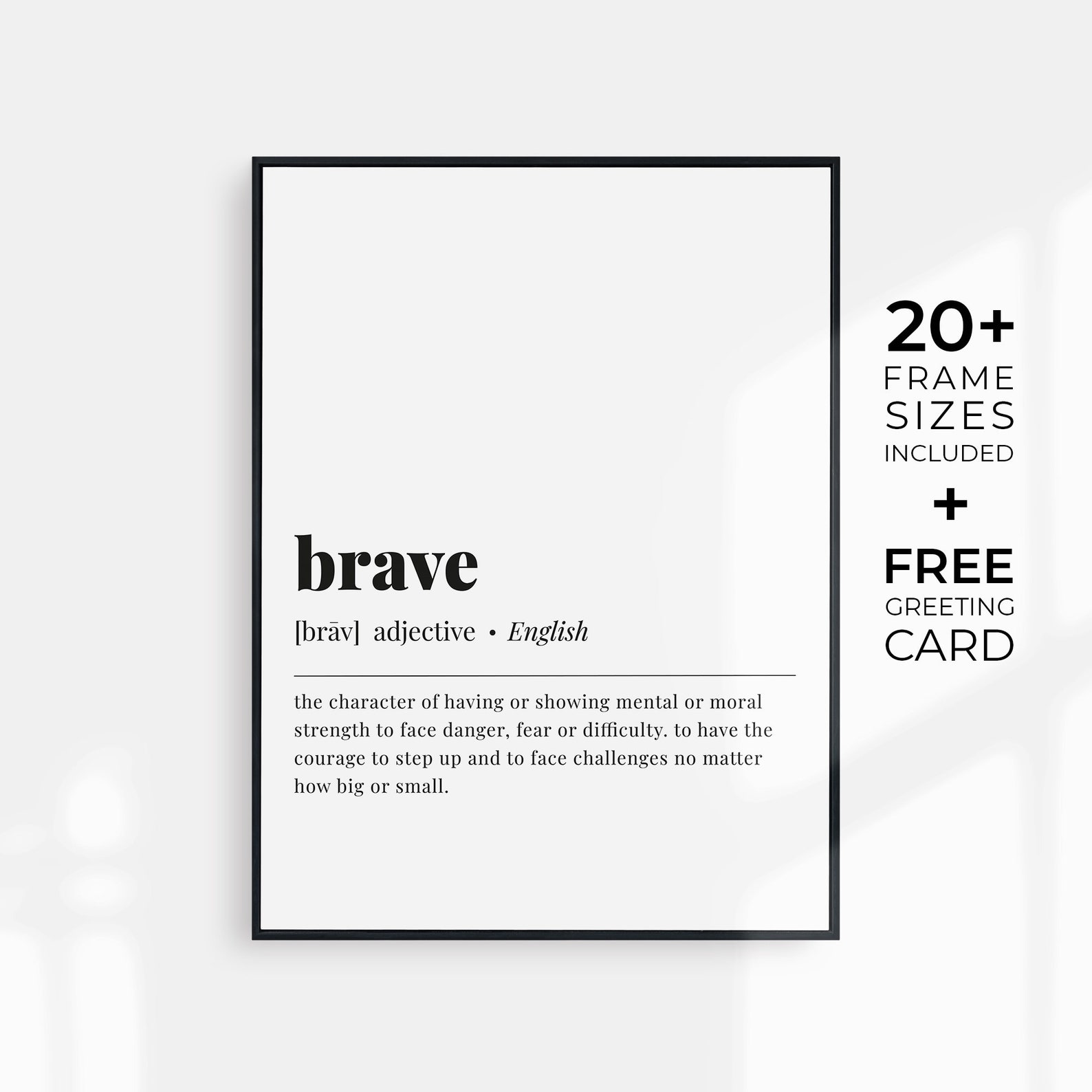 Brave Definition Printable Wall Art Brave Meaning Bravery Poster ...