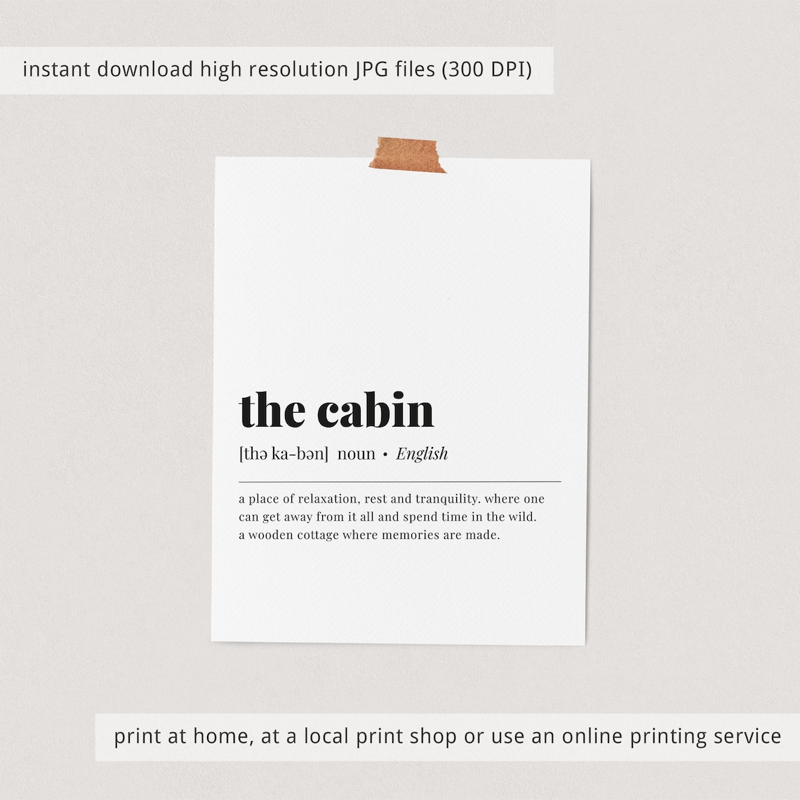 Cabin Definition Print Cabin Decor Printable Cabin Wall Art - Etsy