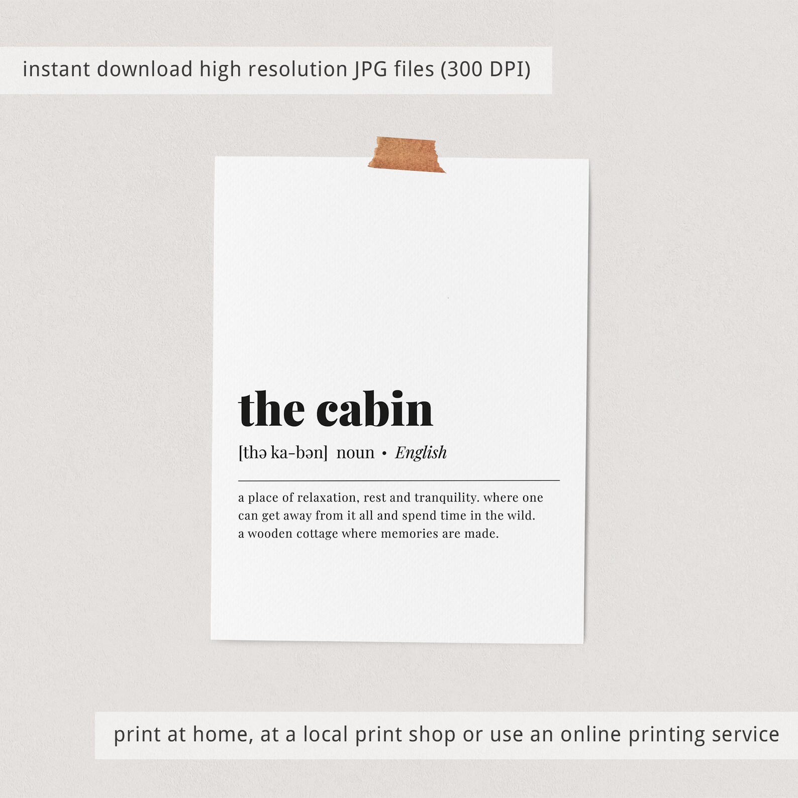 Cabin Definition Print Cabin Decor Printable Cabin Wall Art - Etsy