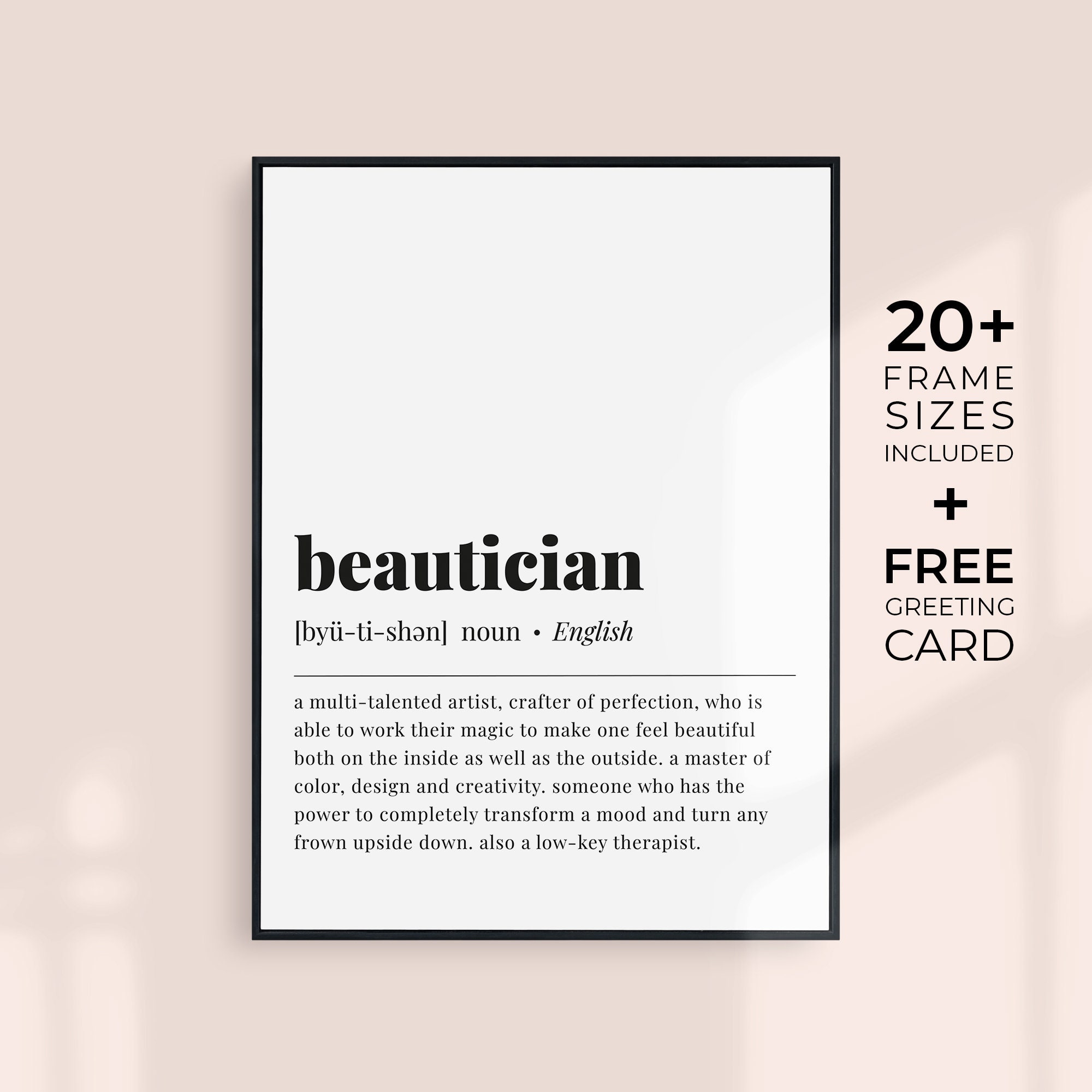 Beautician Definition Print Beautician Gift for Beautician Beauty ...