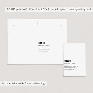 Mom Definition Print Art Mother's Day Gift Dictionary Meaning of Mom ...