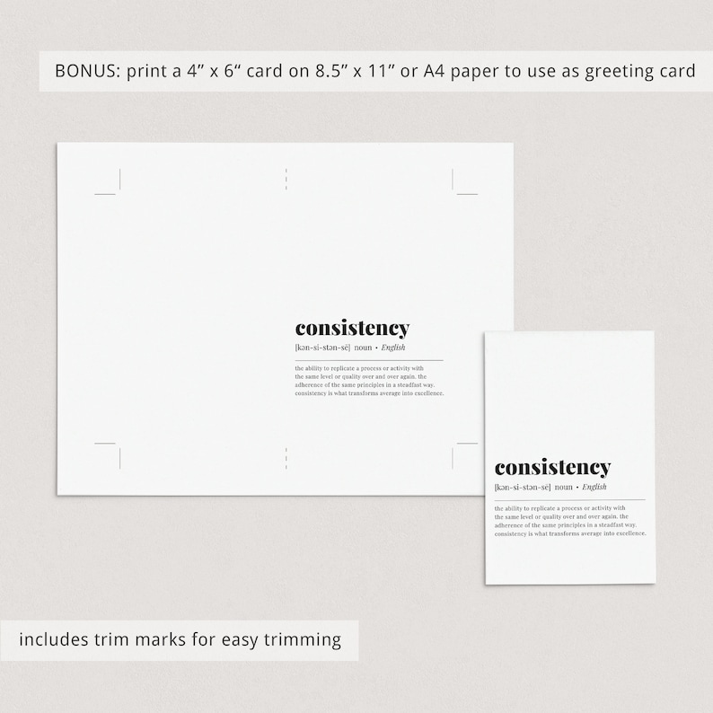 Consistency Definition Printable Consistency Quotes Motivational Wall ...