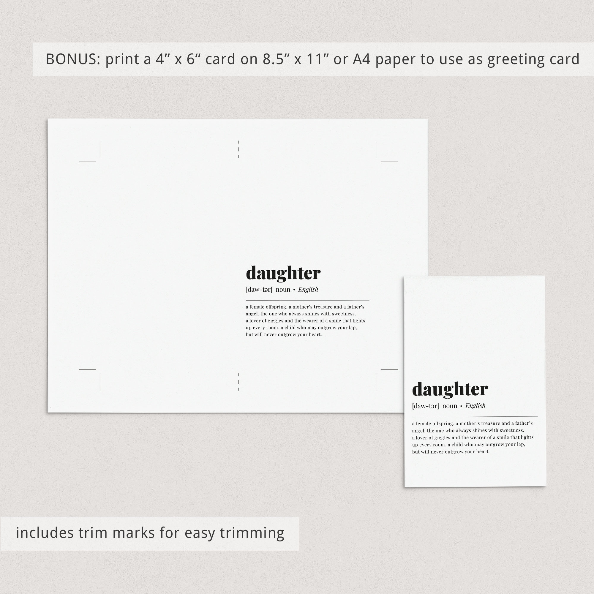 Daughter Definition Print Gift for Daughter Digital Download Daughter ...