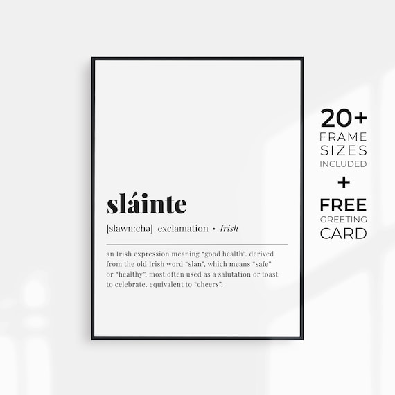 Slainte Definition Print Irish Blessing Printable Slainte | Etsy
