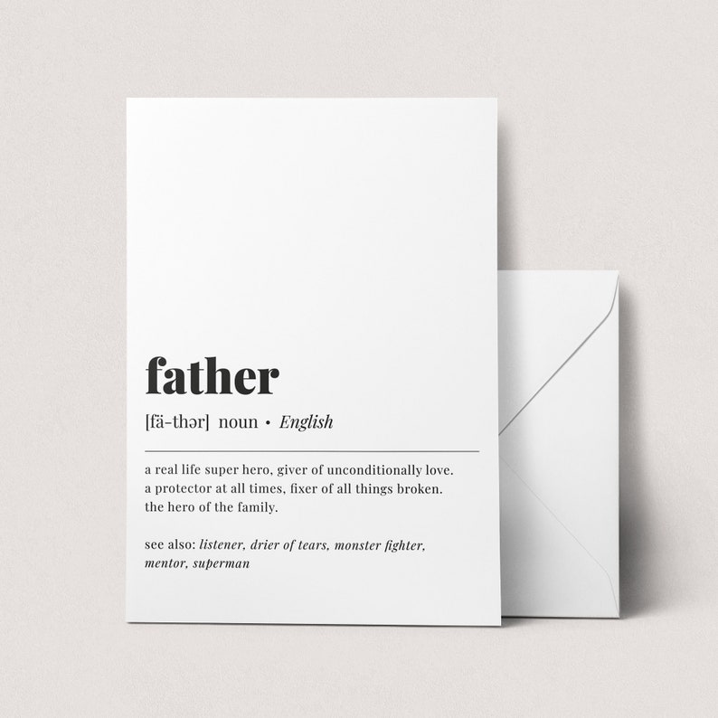 Father Definition Print Gift for Dad Fathers Day Gift Father Meaning ...