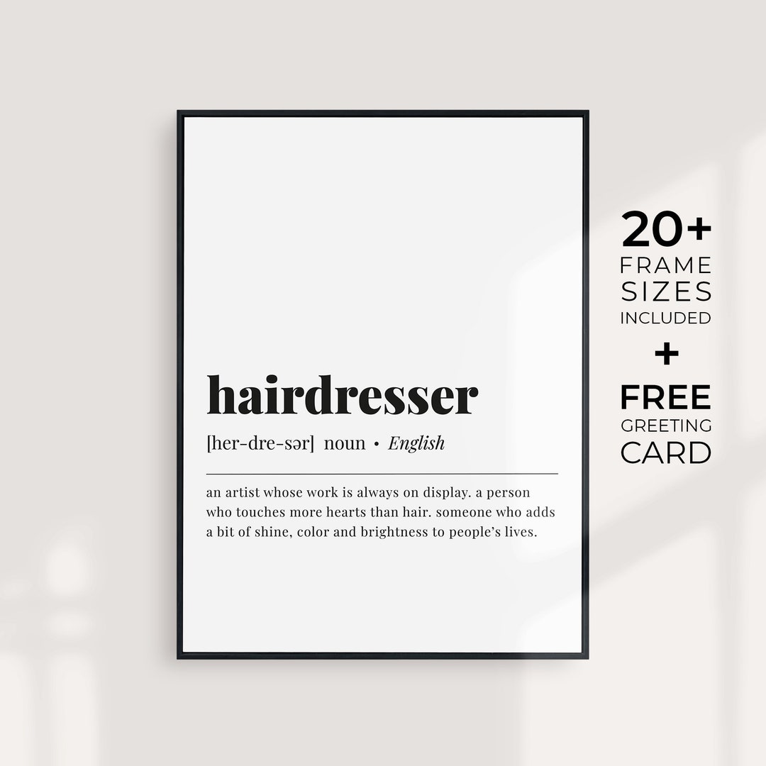 Hairdresser Definition Print Hairdresser Gift Printable Hair Salon Wall ...
