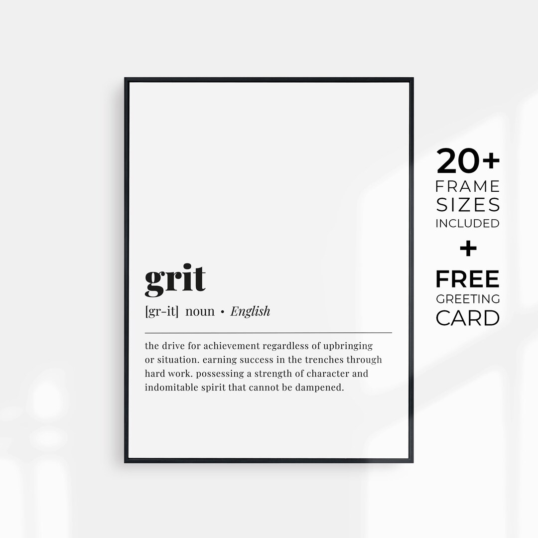 Grit Definition Print Home Office Decor Printable Grit Poster ...