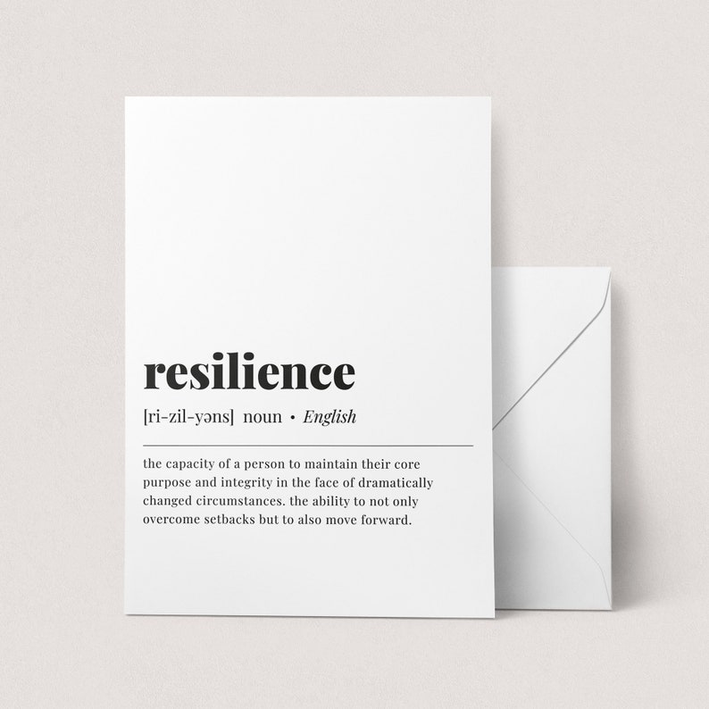 Resilience Definition Printable Home Office Wall Art Resilience Meaning ...