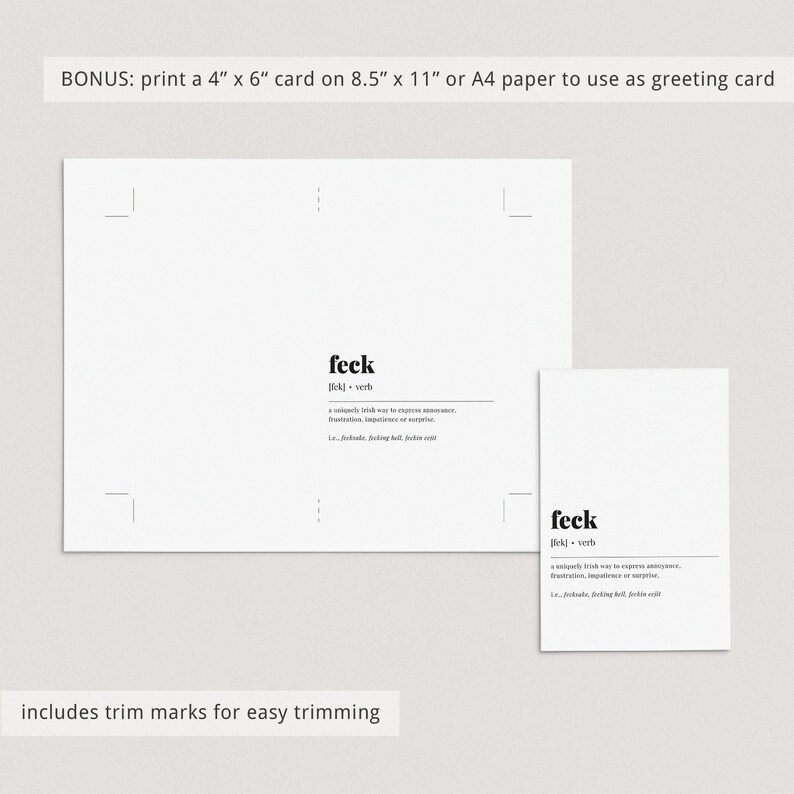 Feck Printable Feck Definition Print Funny Irish Slang Instant - Etsy