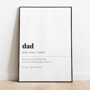 Dad Definition Print Funny Father's Day Gift for Dad Poster Digital ...