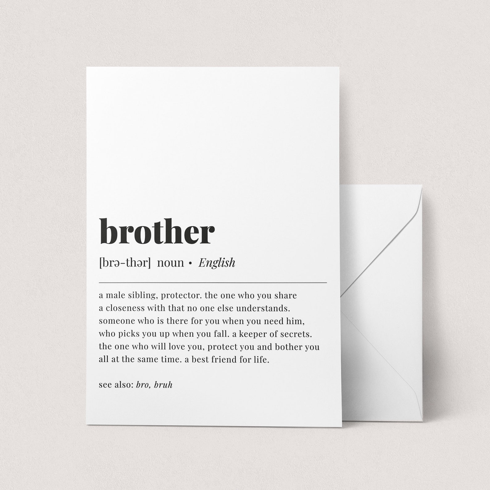 Brother Definition Print Gift for Brother Noun Meaning Instant Download ...
