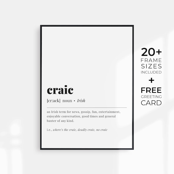 Craic Definition Print Funny Irish Wall Art Digital Download - Etsy Ireland