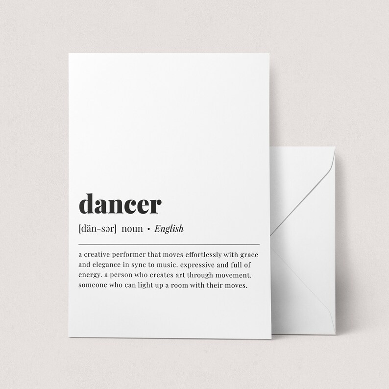 Dancer Definition Print Gift for Dancer Printable Dancer Wall Art Dance ...