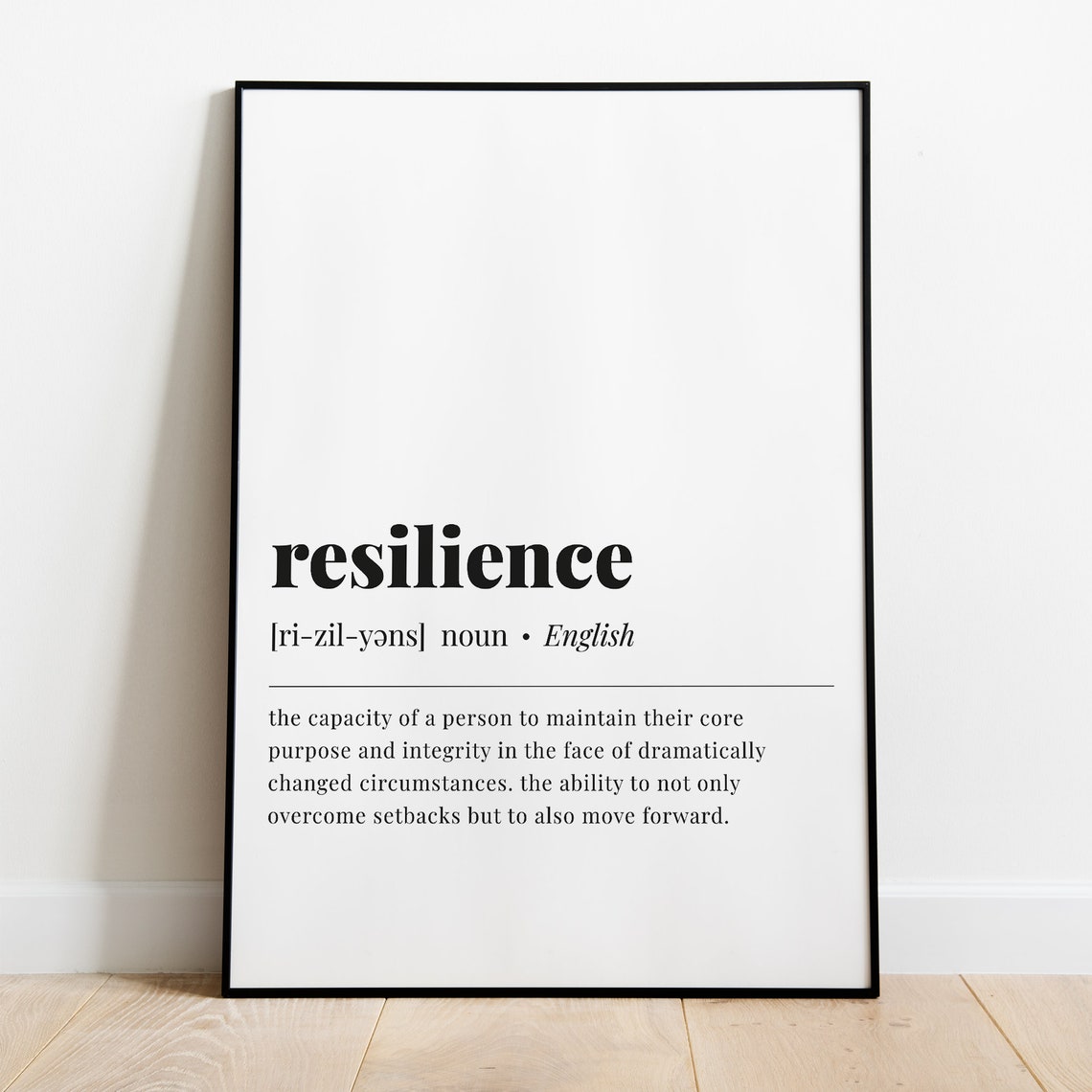 Resilience Definition Printable Home Office Wall Art Resilience Meaning ...