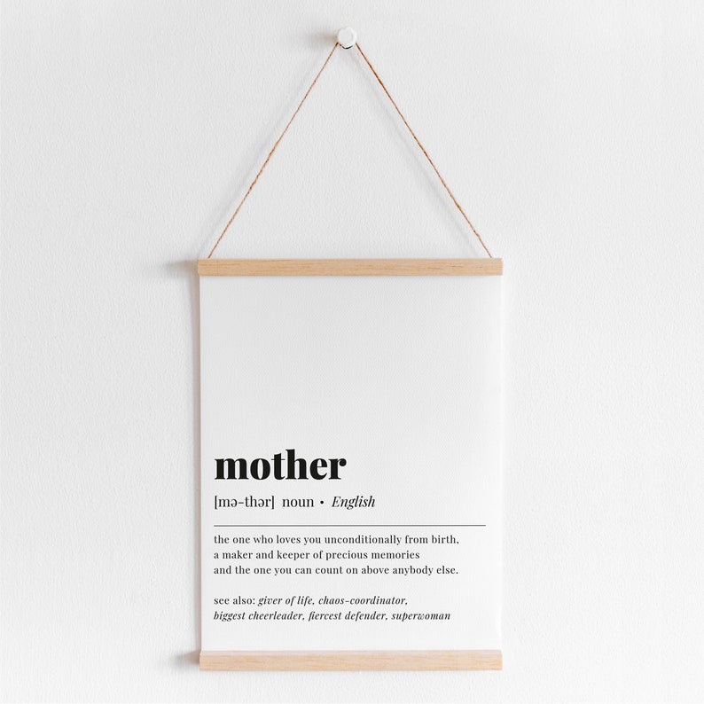 Mother Definition Print Mothers Day Gift Mother Meaning Dictionary Art ...