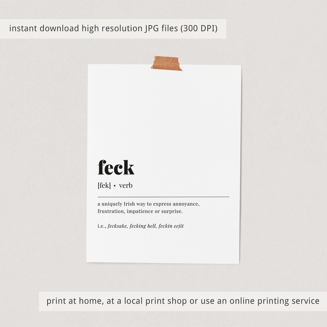 Feck Printable Feck Definition Print Funny Irish Slang Instant - Etsy