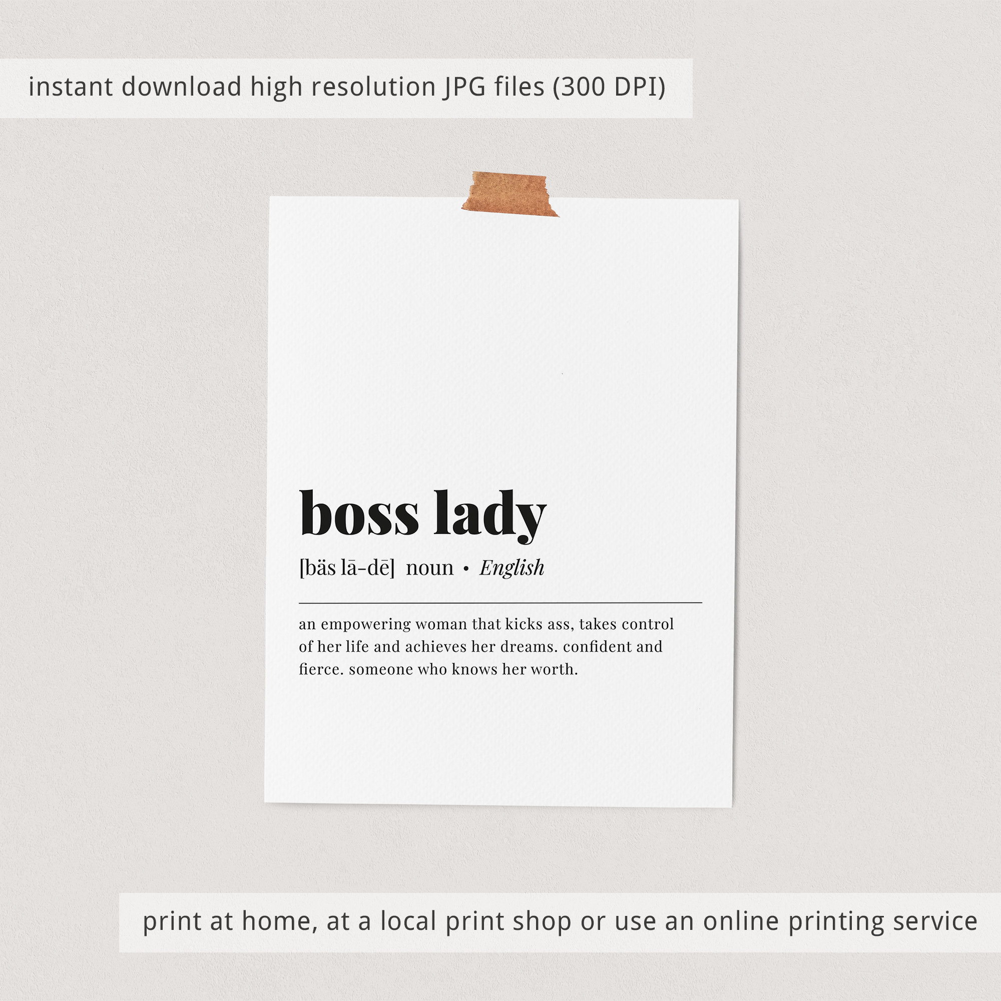 Boss Lady Printable Wall Art Boss Lady Definition Print Feminist Poster ...