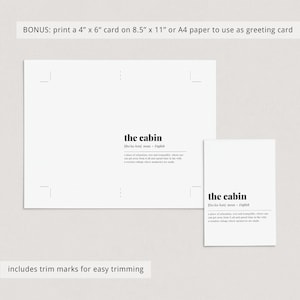 Cabin Definition Print Cabin Decor Printable Cabin Wall Art Digital ...