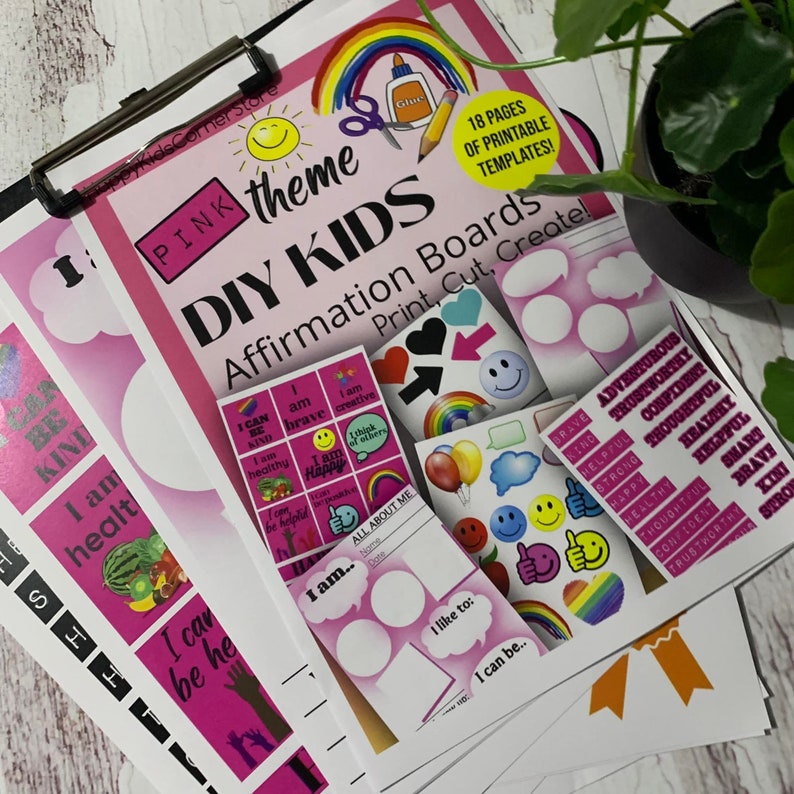 PINK Themed DIY KIDS Printable Affirmation Board Templates - for Kids ...