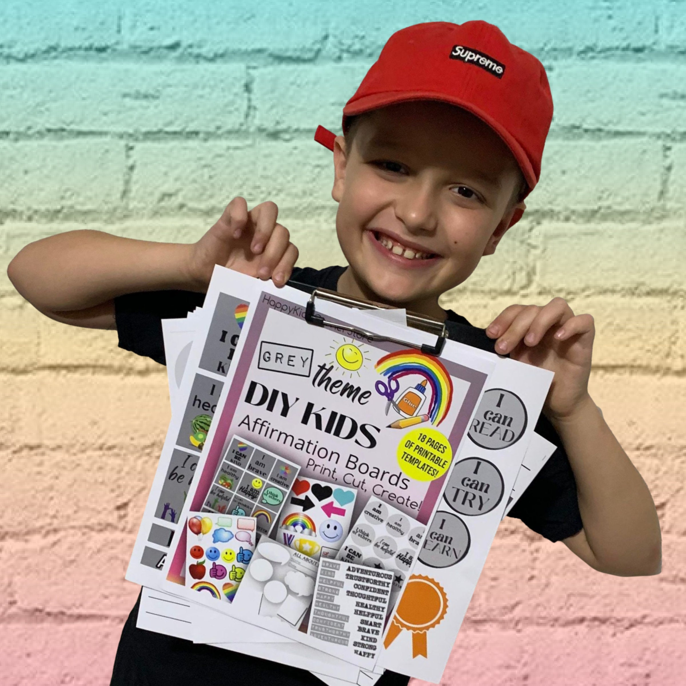 GREY Themed DIY KIDS Printable Affirmation Board Templates - for Kids ...