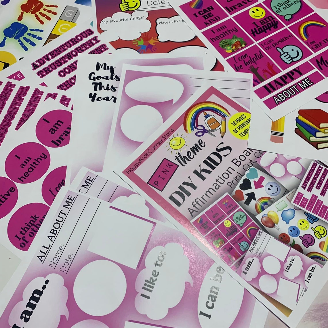PINK Themed DIY KIDS Printable Affirmation Board Templates - for Kids ...